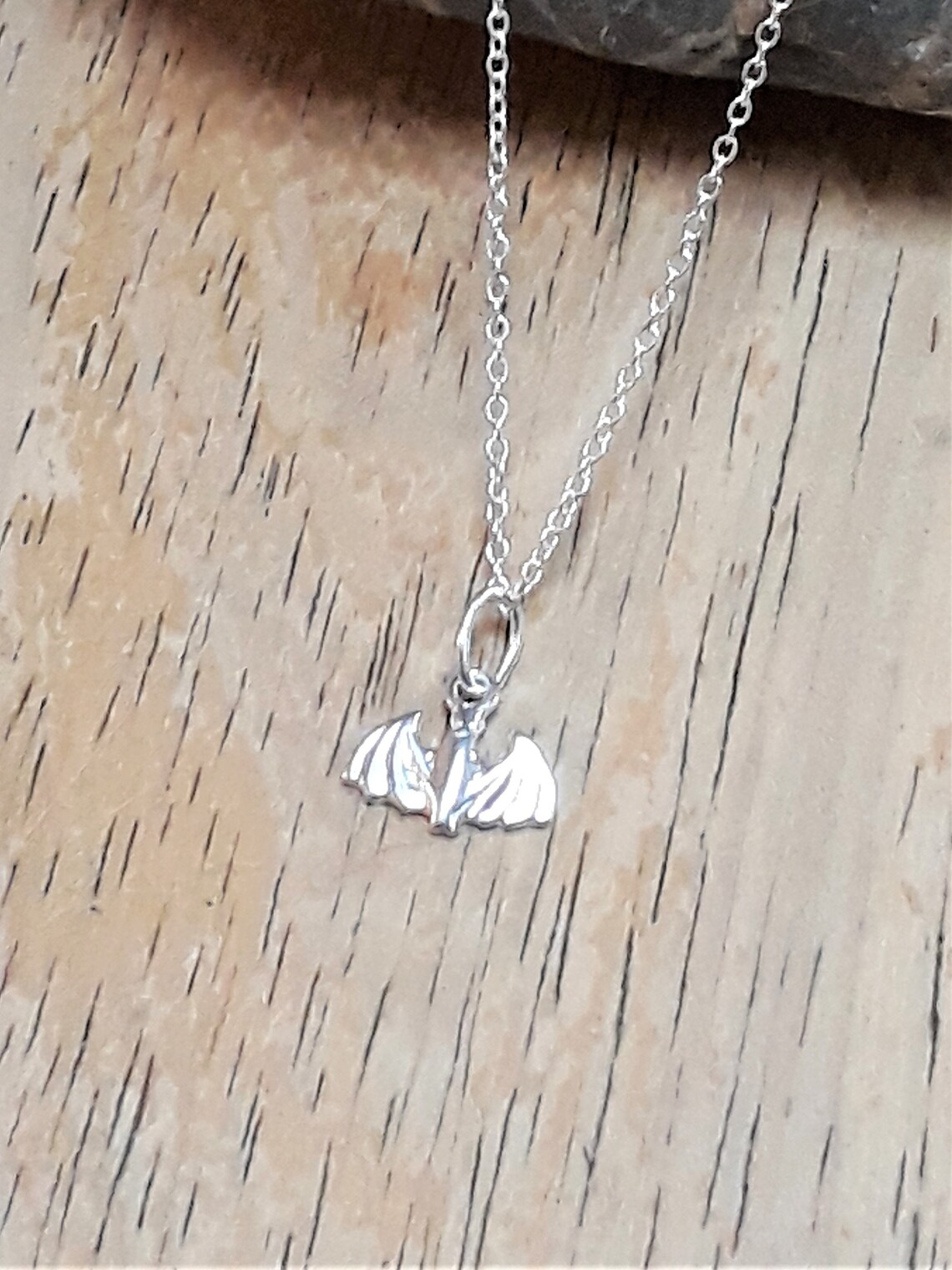 Dainty Bat Necklace Sterling Silver Halloween Pendant With | Etsy