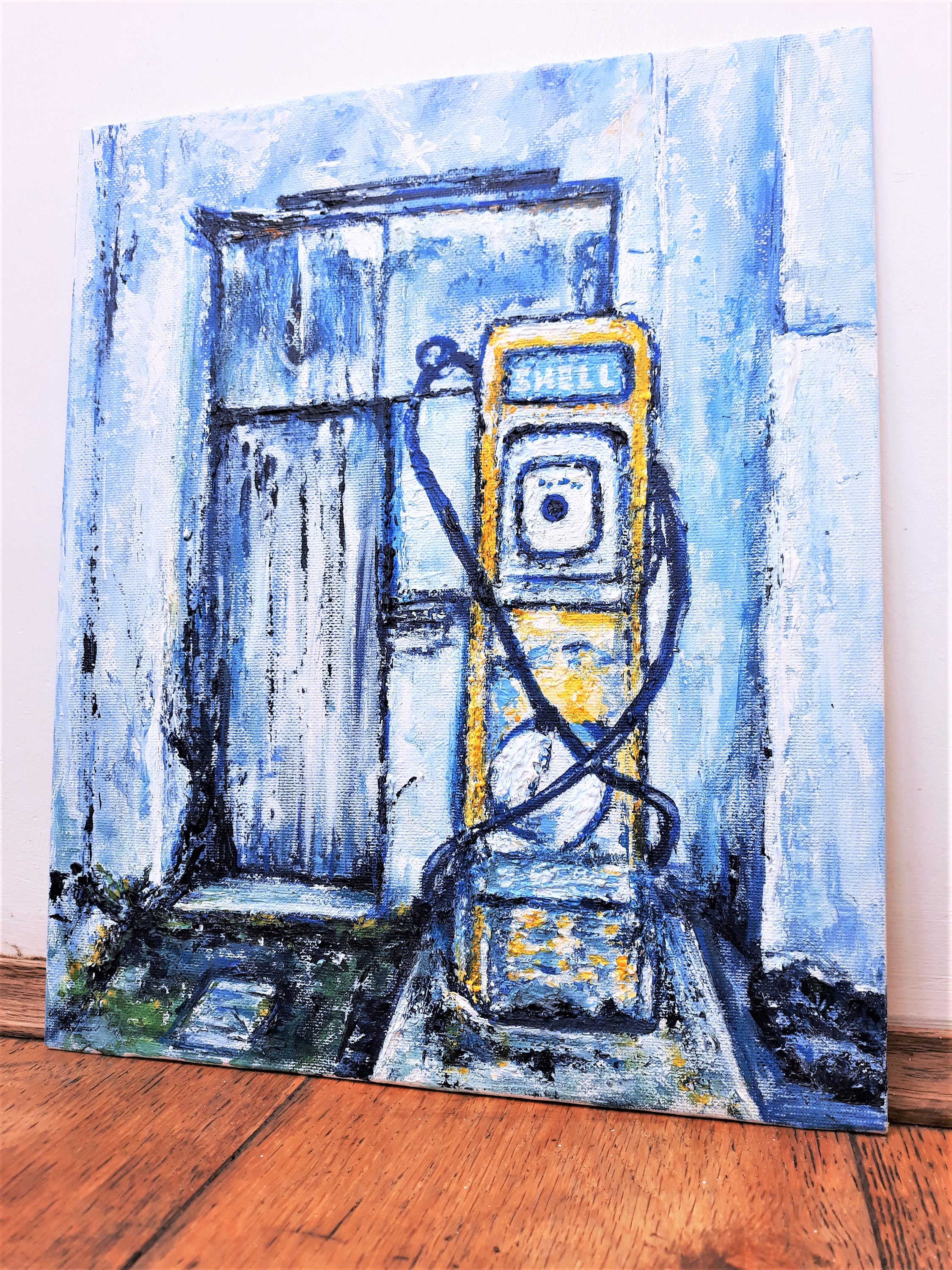 Retro Painting, Original Old Gas Pump Artwork, Shell Petrol Station ...