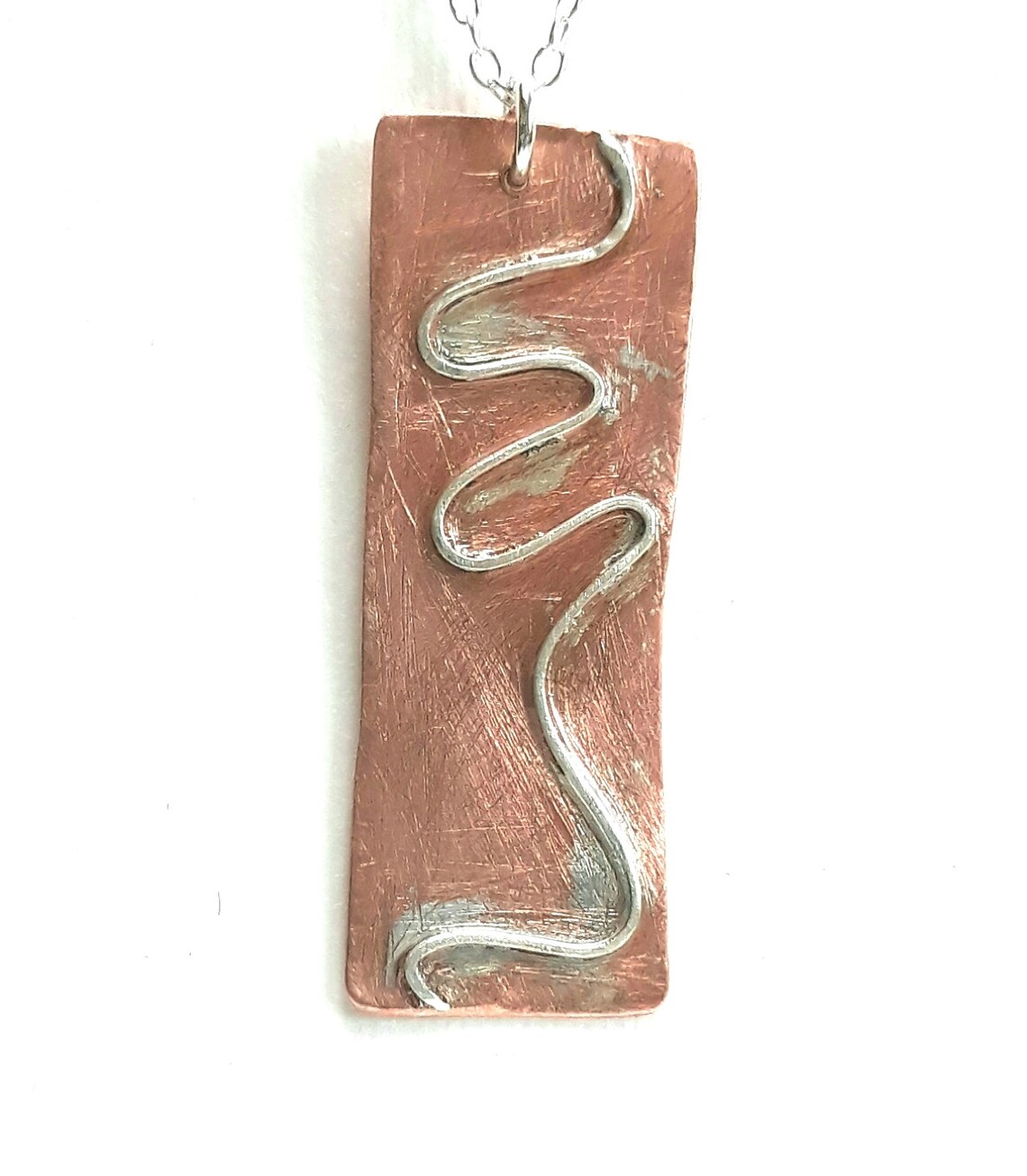 Snake Pendant Mixed Metal Serpent Necklace Copper and - Etsy