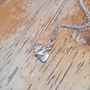 Dainty Bat Necklace, Sterling Silver Halloween Pendant With 16" Chain ...