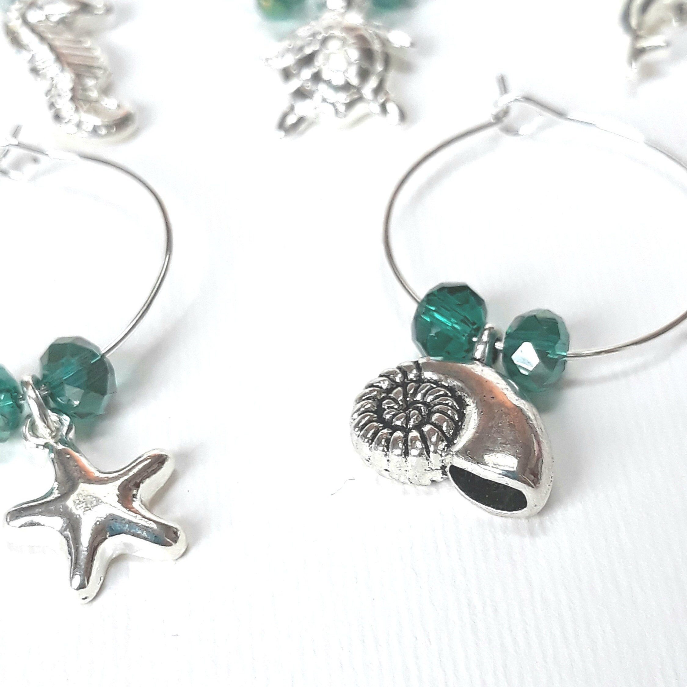 Wine Glass Charms Ocean Theme Party Silver Wine Charms With - Etsy