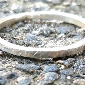 Hammered Silver Ring, Handmade 925 Sterling Silver Slim Band, Textured ...