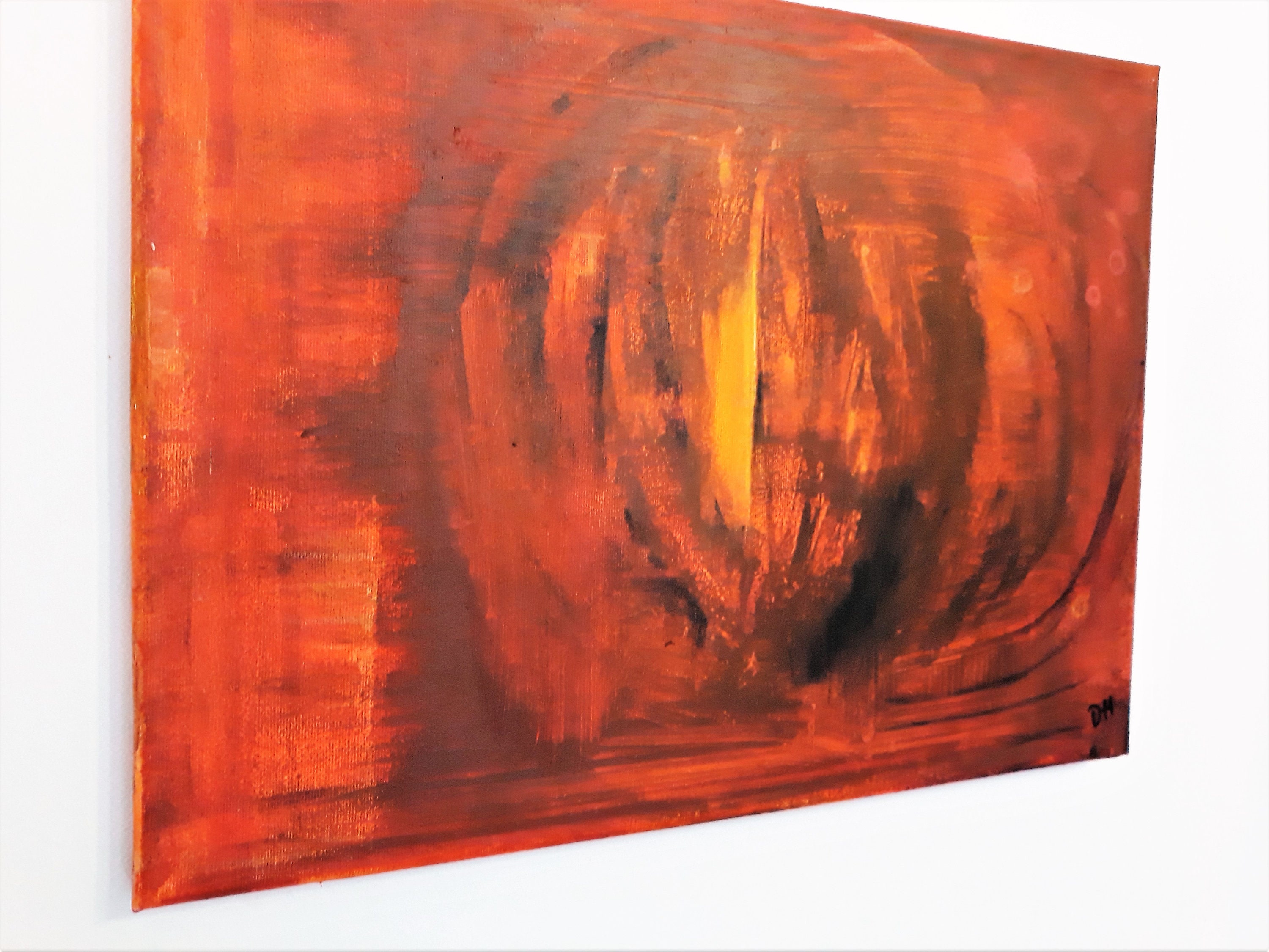 Red Abstract Painting With Orange. Black and Yellow, Brightly Coloured ...