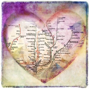 Bronx Heart Map NYC Trains Photography New York City - Etsy