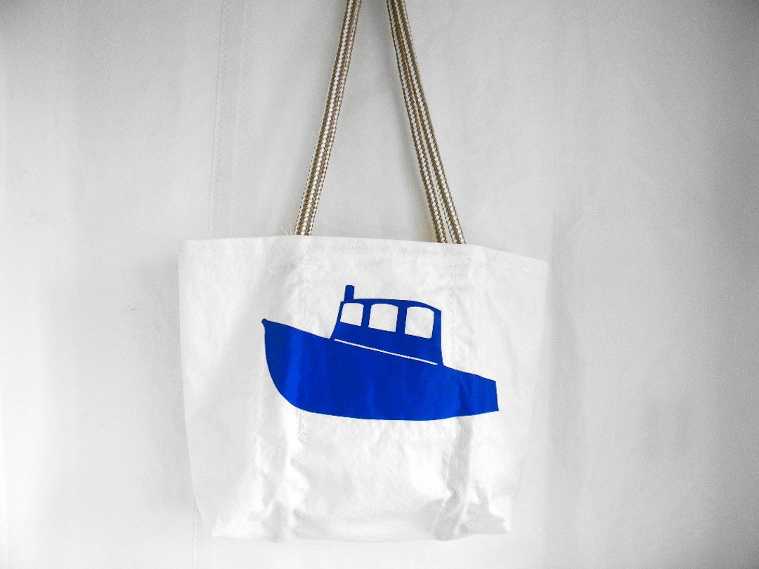 Sailagainbags Handmade Sea Bag With Fishing Boat, Recycled Sail Cloth ...