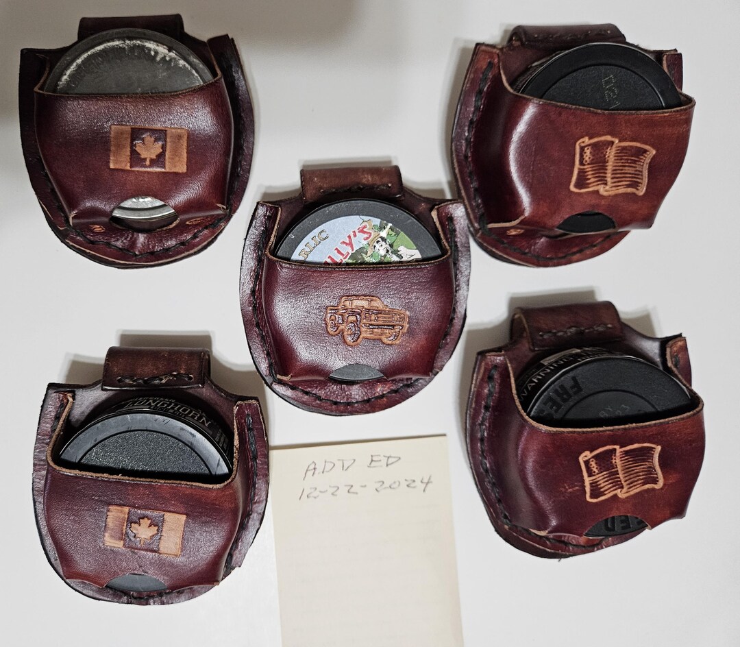 Snuff Can Holder, Leather. Snap Over the Belt Various Designs - Etsy