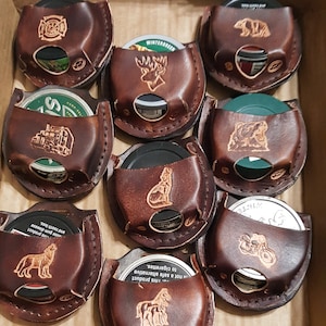 Snuff Can Holder, Leather W/holster Clip - Etsy