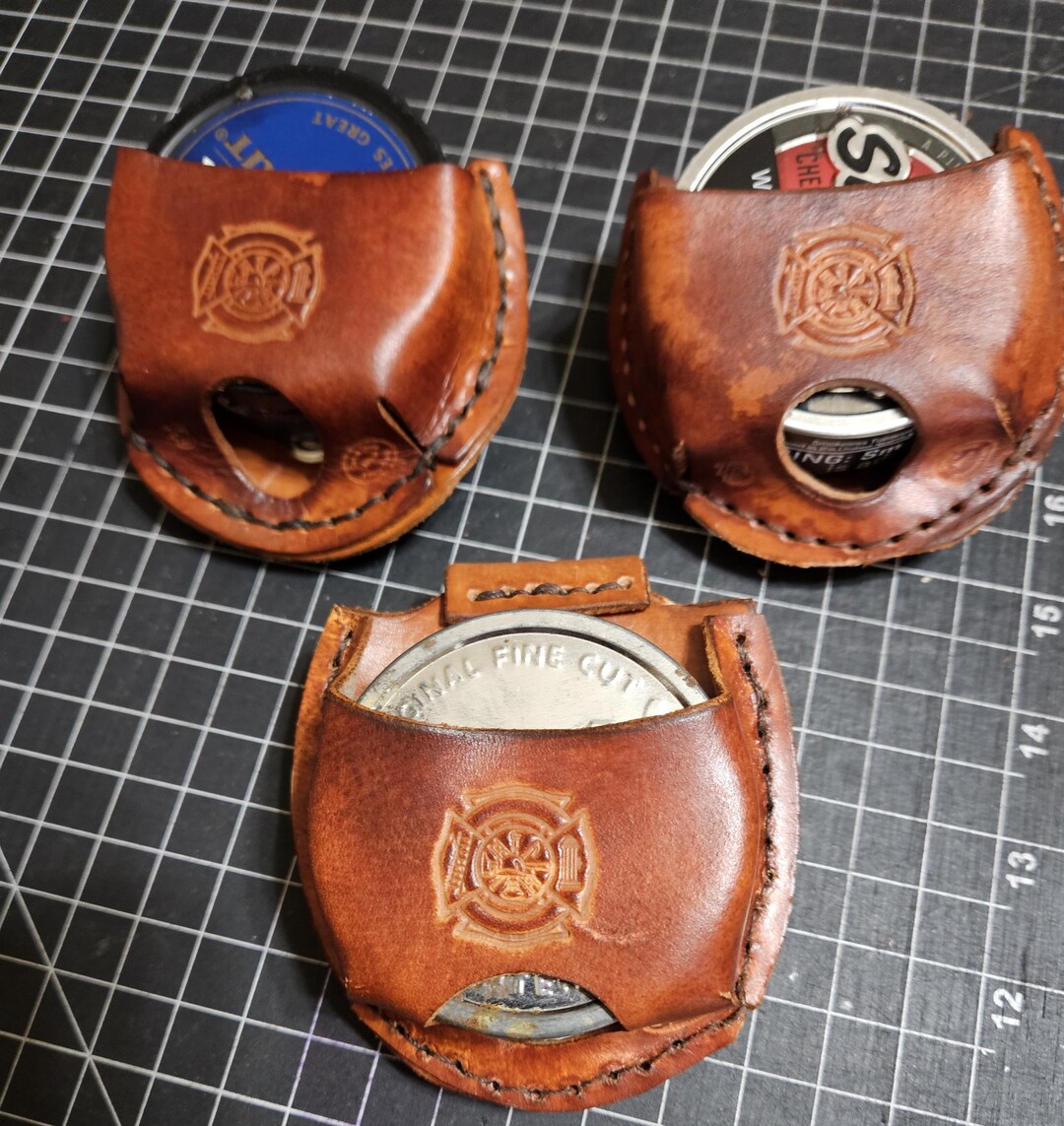 Snuff Can Holder, Leather. Snap Over the Belt Various Designs - Etsy