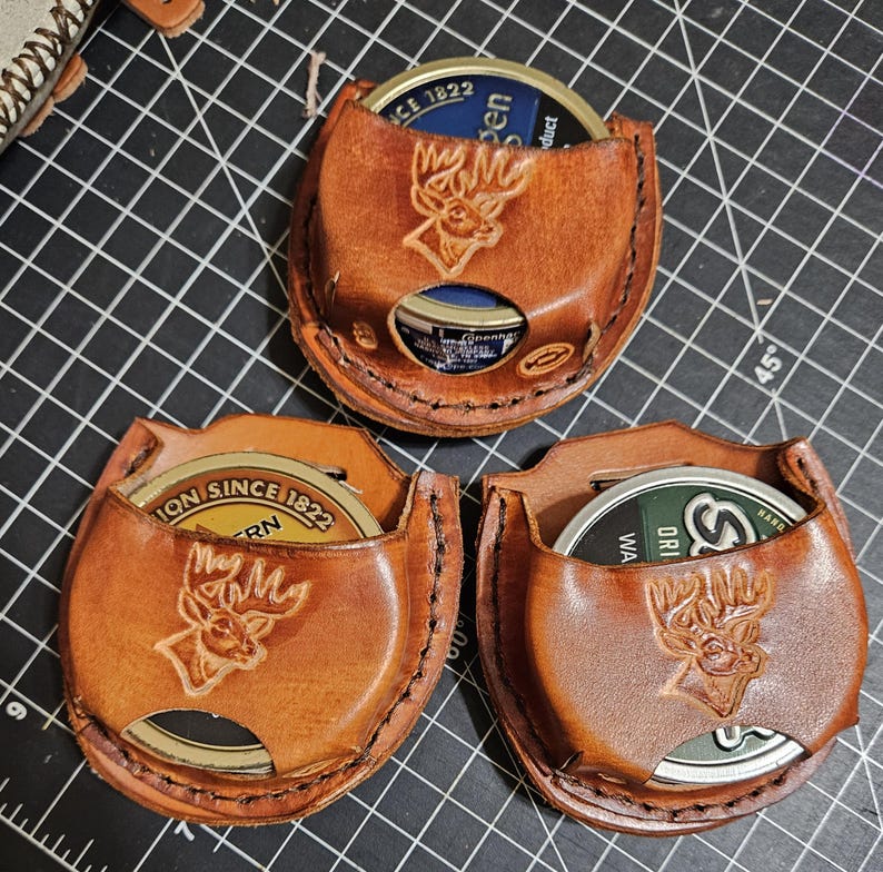 Snuff Can Holder, Leather W/holster Clip - Etsy