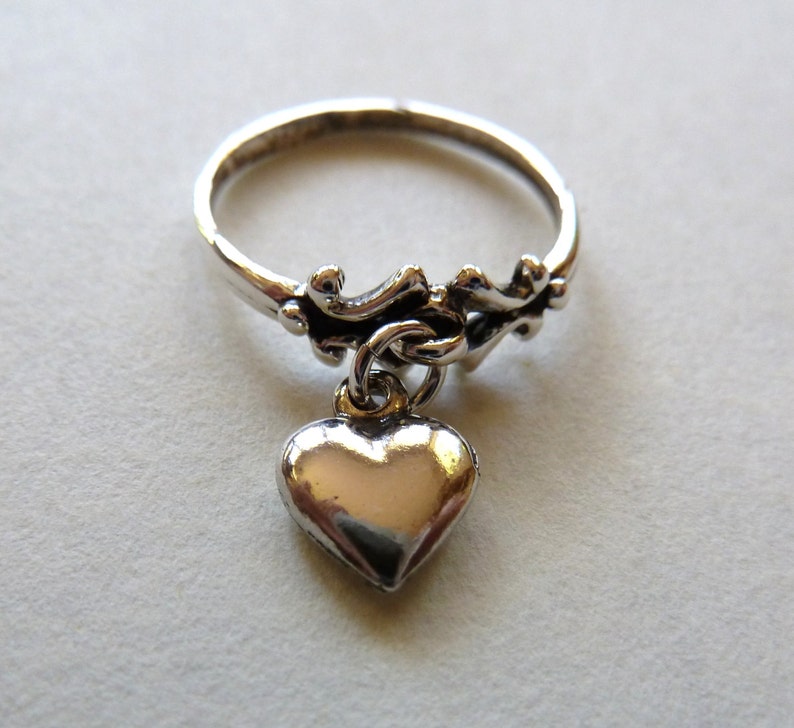 Heart Charm Ring-Sterling Silver | Etsy