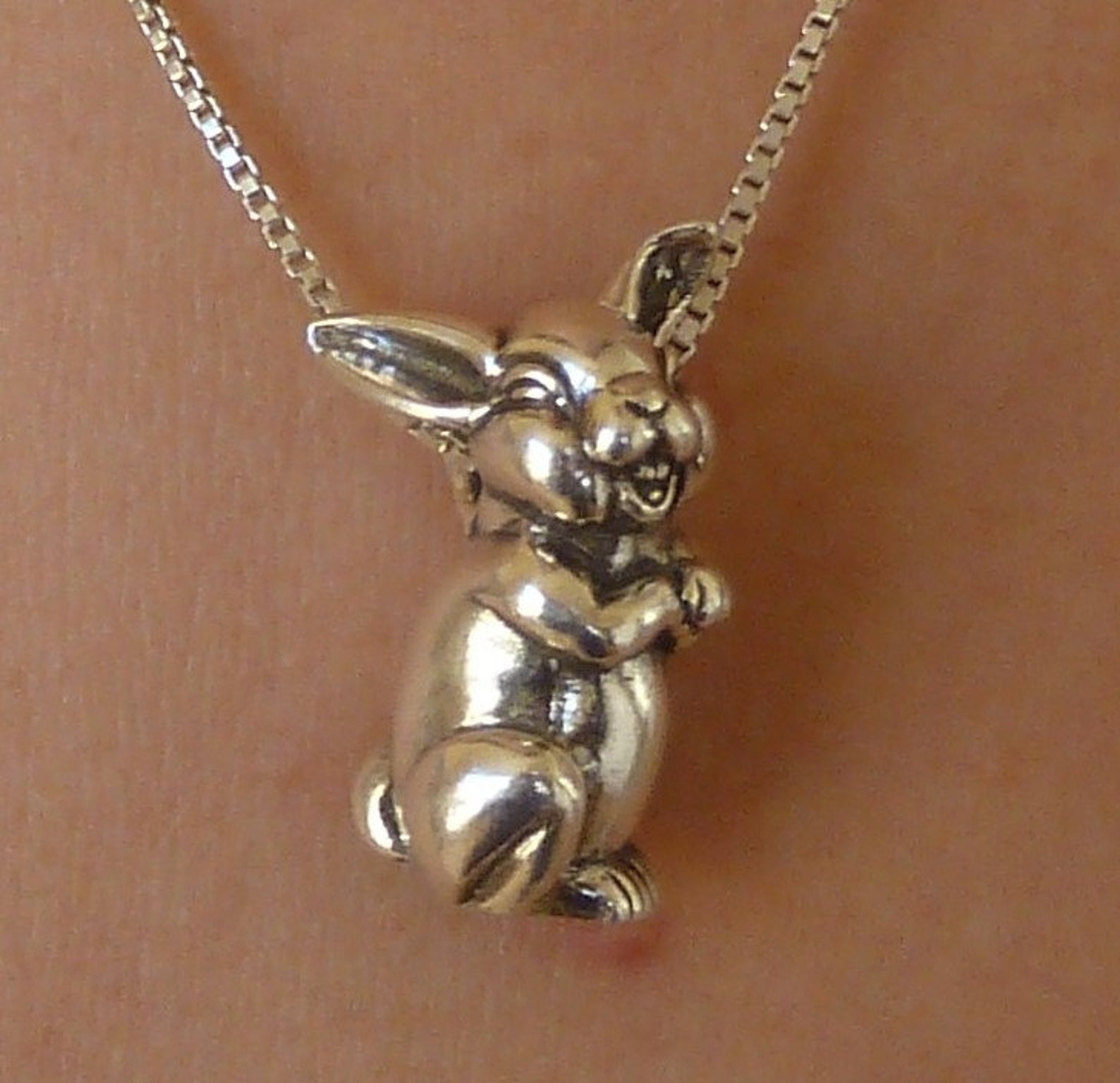 Sterling Silver Laughing Bunny Rabbit Necklace - Etsy