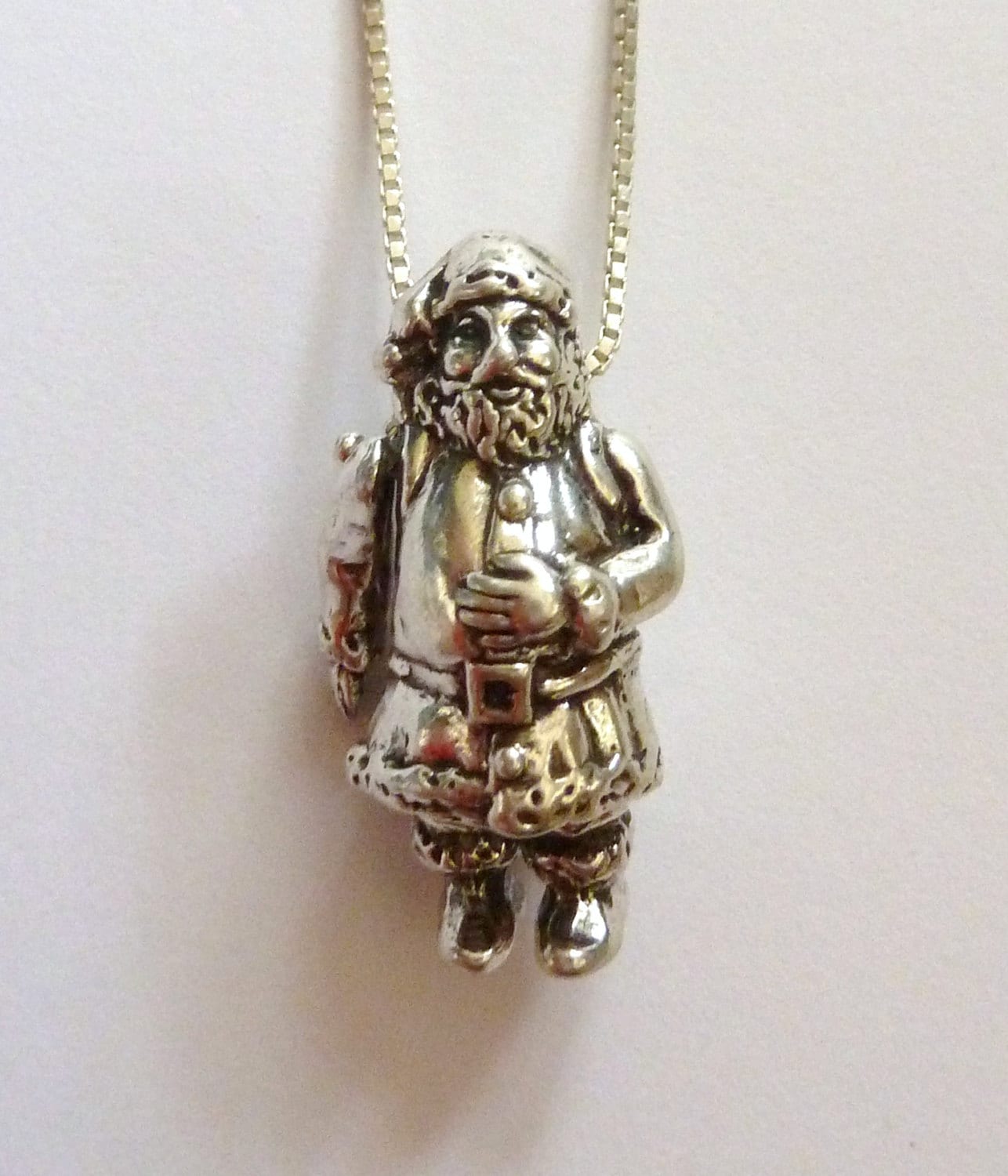 Santa Claus Necklace~st. Nicolas Pendant~christmas Jewelry~sterling ...