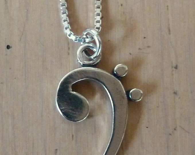 Bass Clef Necklace-sterling Silver-musician Gift - Etsy