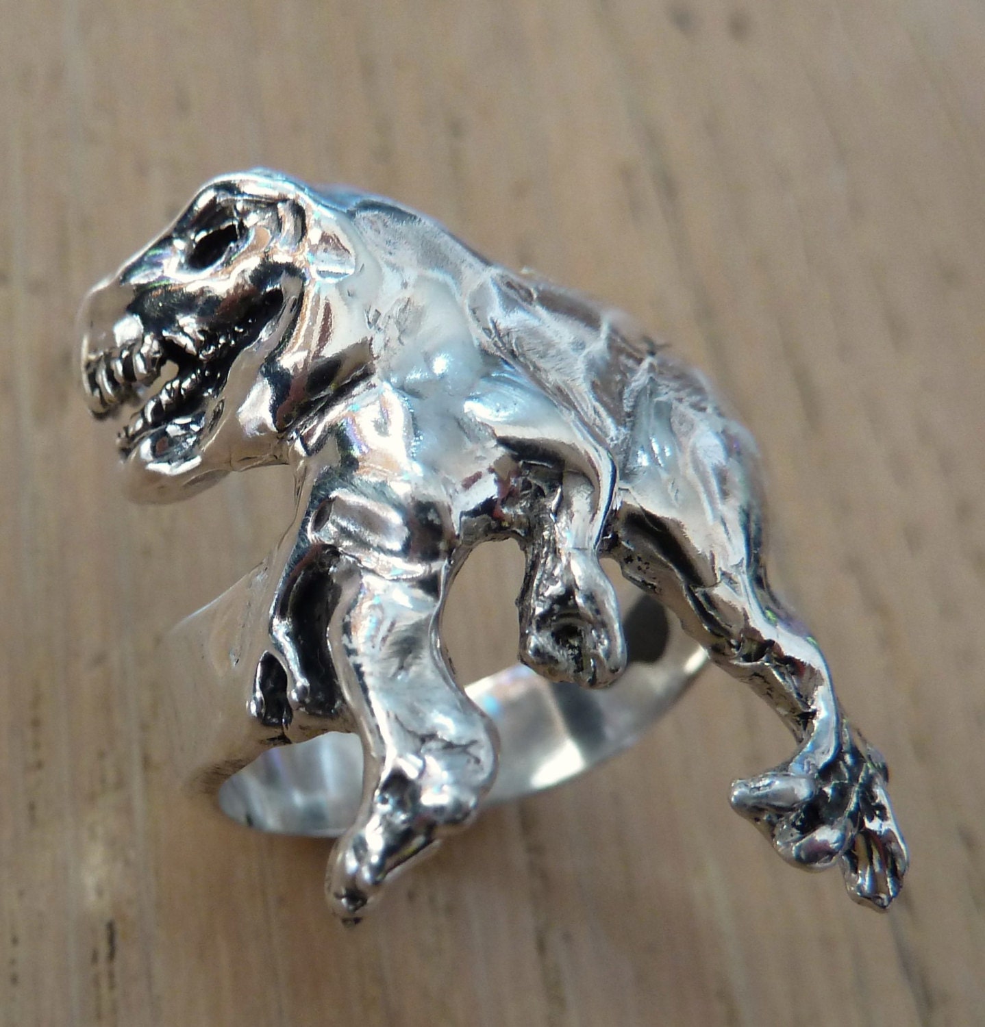 Sterling Silver Tyrannosaurus Rex Dinosaur Ring | Etsy