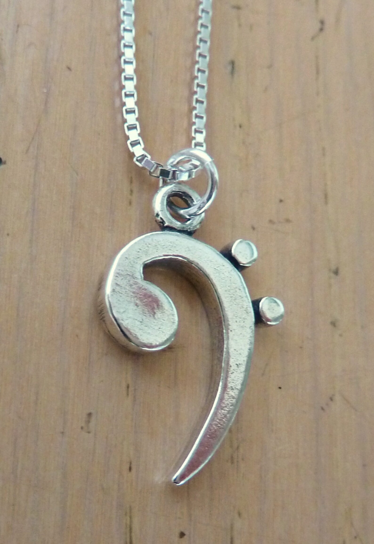 Bass Clef Necklace-Sterling Silver-Musician Gift | Etsy
