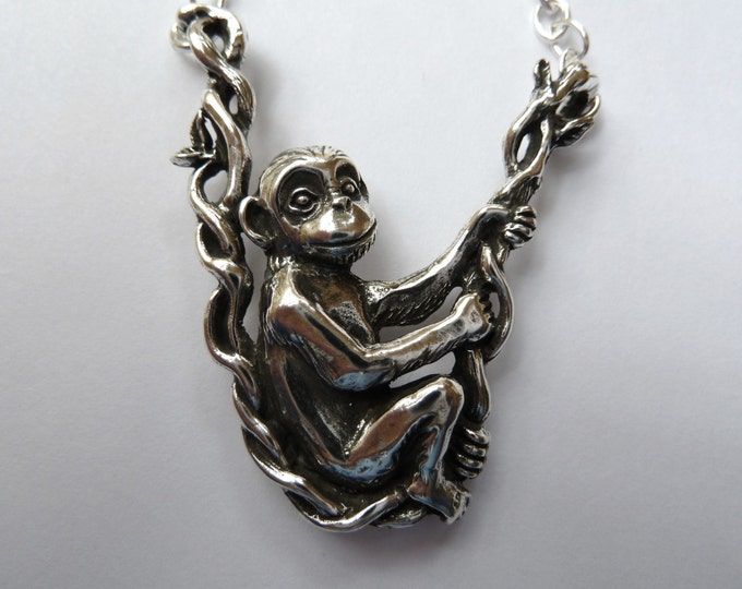 Sterling Silver Chimpanzee Necklace - Etsy