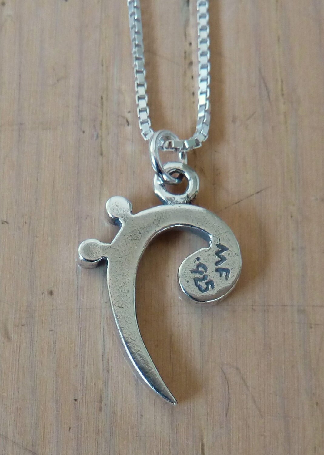 Bass Clef Necklace-Sterling Silver-Musician Gift | Etsy