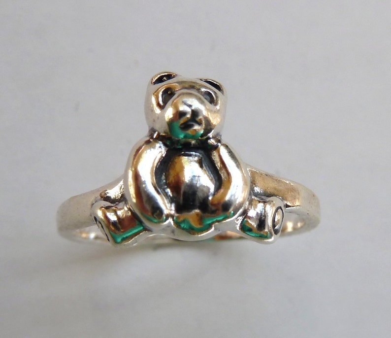Sterling Silver Teddy Bear Ring | Etsy