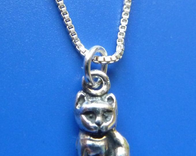 Sterling Silver Cat Necklace-kitten Necklace-feline - Etsy