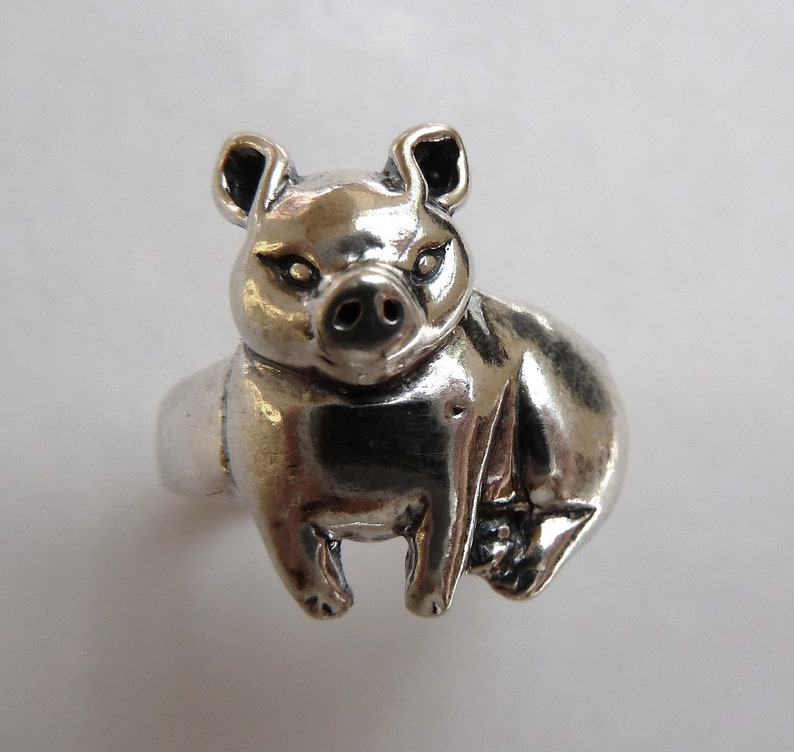 Sterling Silver Big Pig Ring - Etsy