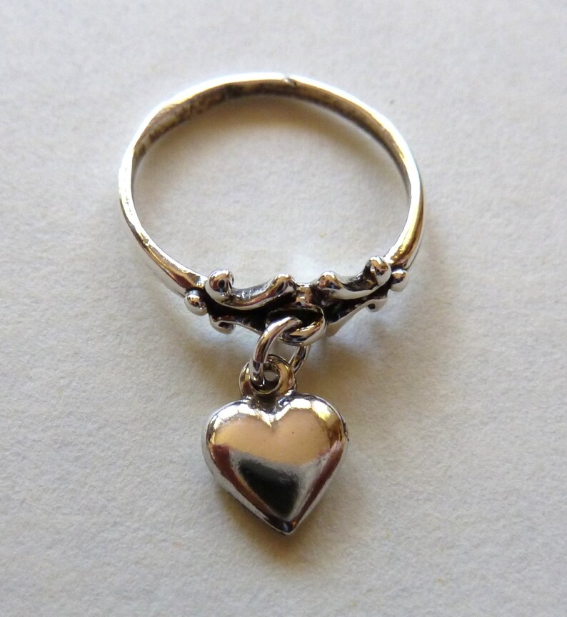 Heart Charm Ring-Sterling Silver | Etsy