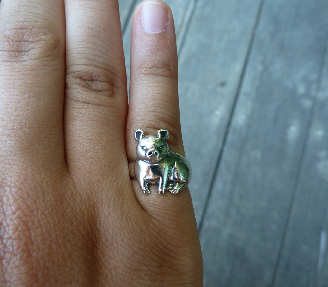 Sterling Silver Big Pig Ring - Etsy