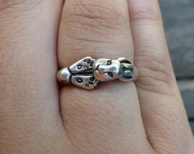 Sterling Silver Rabbit Foot Ring - Etsy