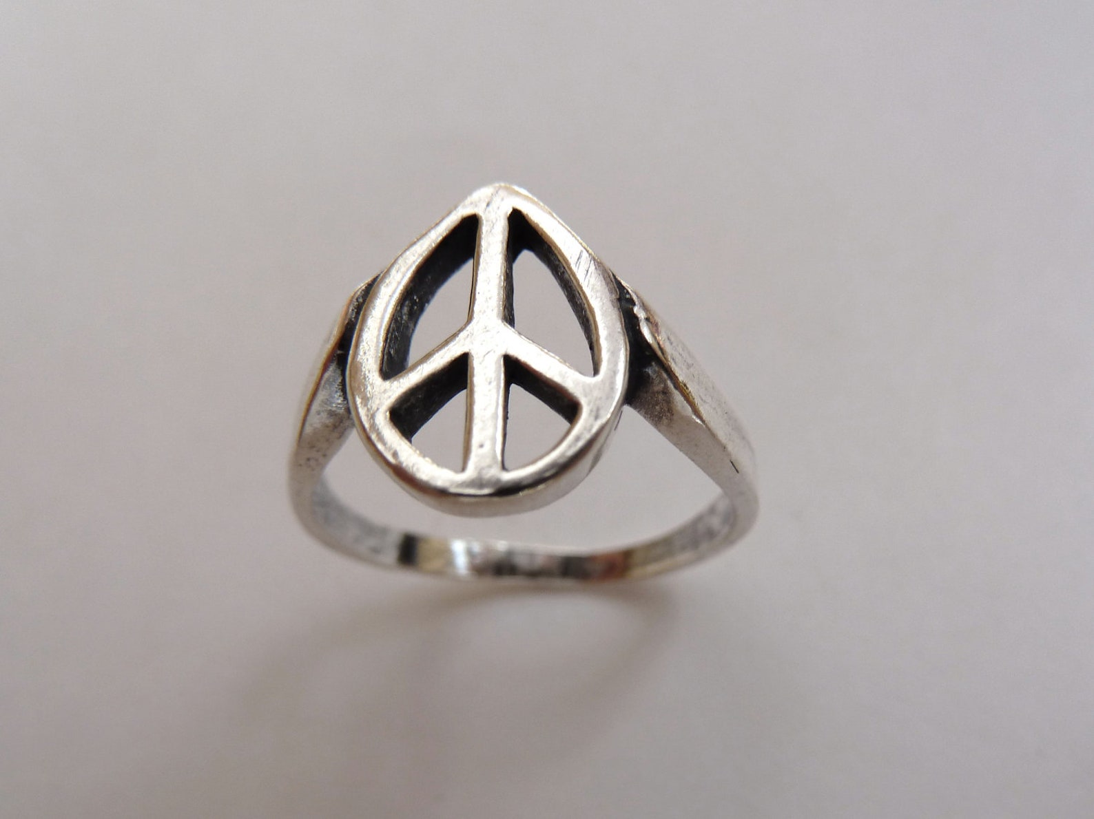Sterling Silver Peace Sign Ring - Etsy