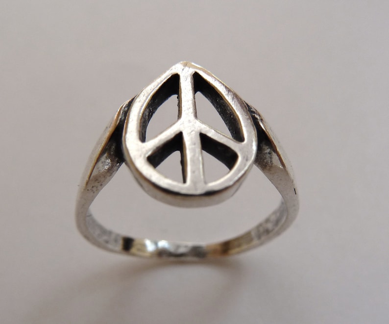 Sterling Silver Peace Sign Ring - Etsy