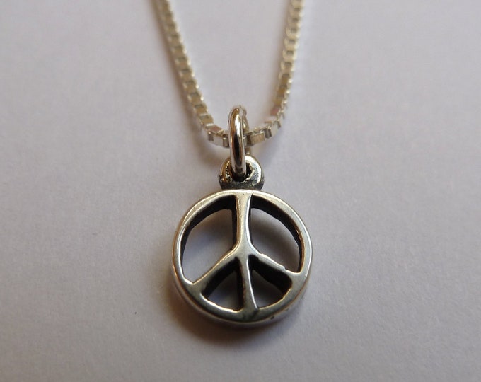 Sterling Silver Peace Sign Necklace - Etsy