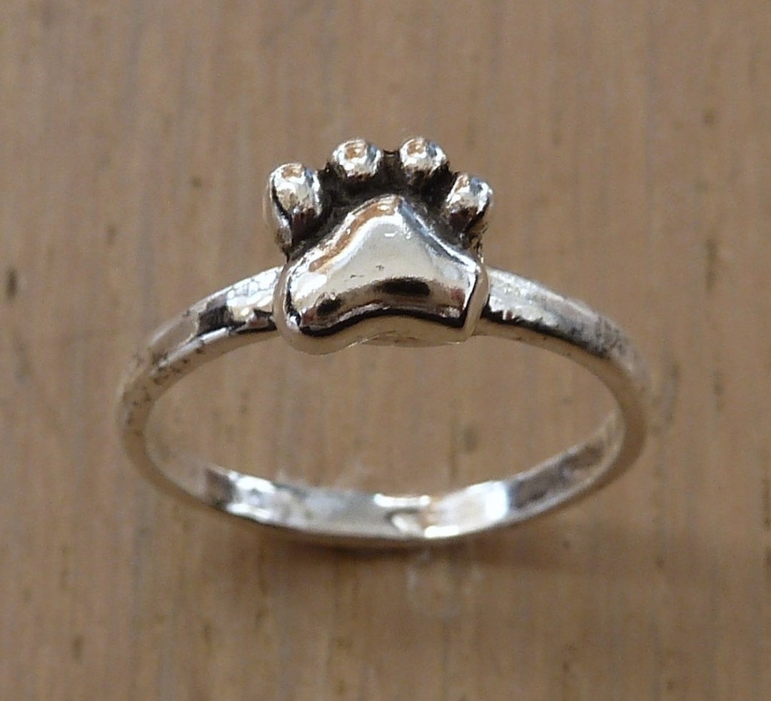 Sterling Silver Pawprint Ring-paw Print Ring-original Design-handmade ...