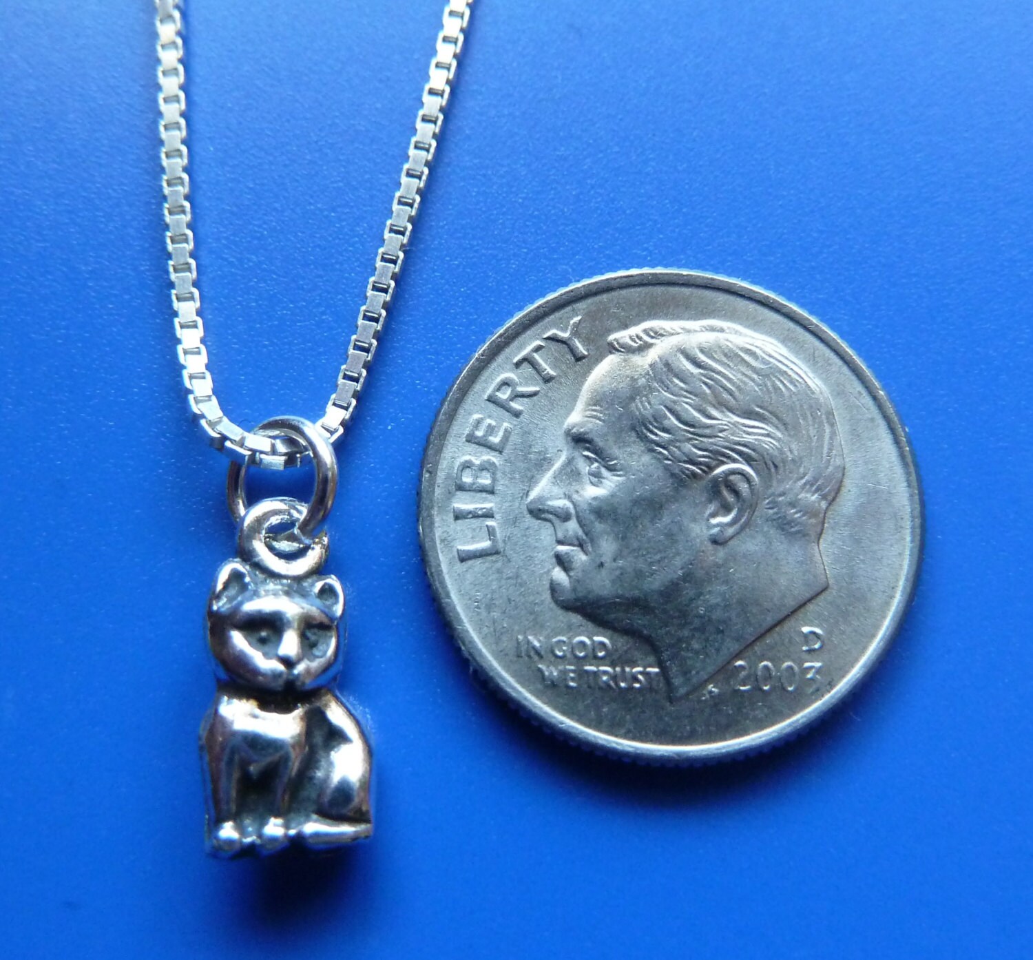 Sterling Silver Cat Necklace-kitten Necklace-feline Jewelry-cat Lover ...