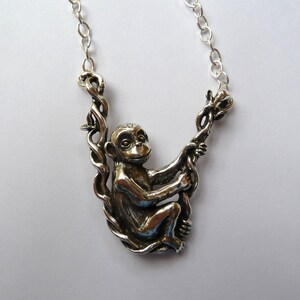 Sterling Silver Chimpanzee Necklace - Etsy