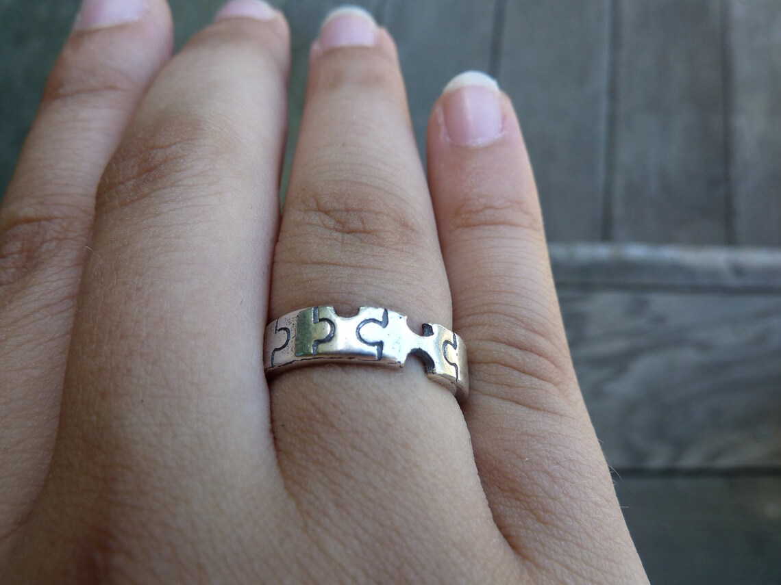 Sterling Silver Jigsaw Puzzle Ring - Etsy