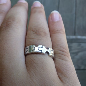 Sterling Silver Jigsaw Puzzle Ring - Etsy