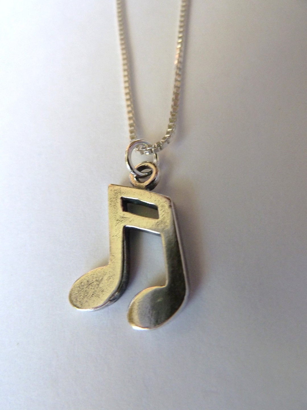 Sterling Silver Double Eighth Note Necklace - Etsy
