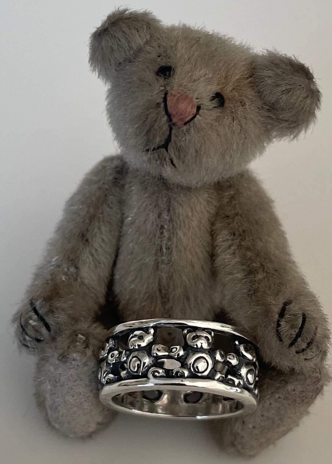 Sterling Silver Teddy Bear Ring-band of Bears-handmade-original Design ...