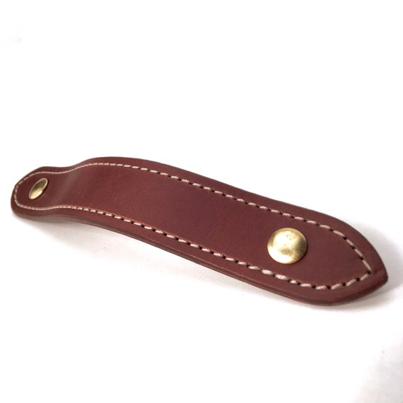 Chestnut Brown, Leather Drawer Pull for Furniture, Single Thickness ...