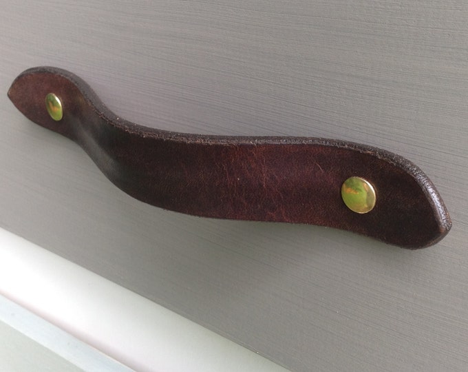 Leather Drawer Pull for Furniture, Cabinets, Cases, Boxes, Etc. Hand ...
