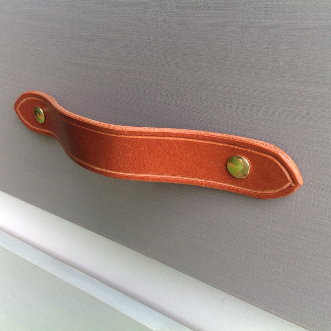 Saddle Tan, Leather Drawer Pull for Furniture, Doors, Boxes, Etc. - Etsy