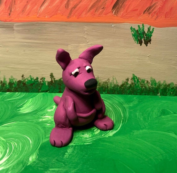 Haley the Purple Kangaroo Clay Figurine | Etsy