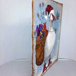 Goose Santa Claus Original Acrylic on a Canvas Board Fantasy Whimsical ...