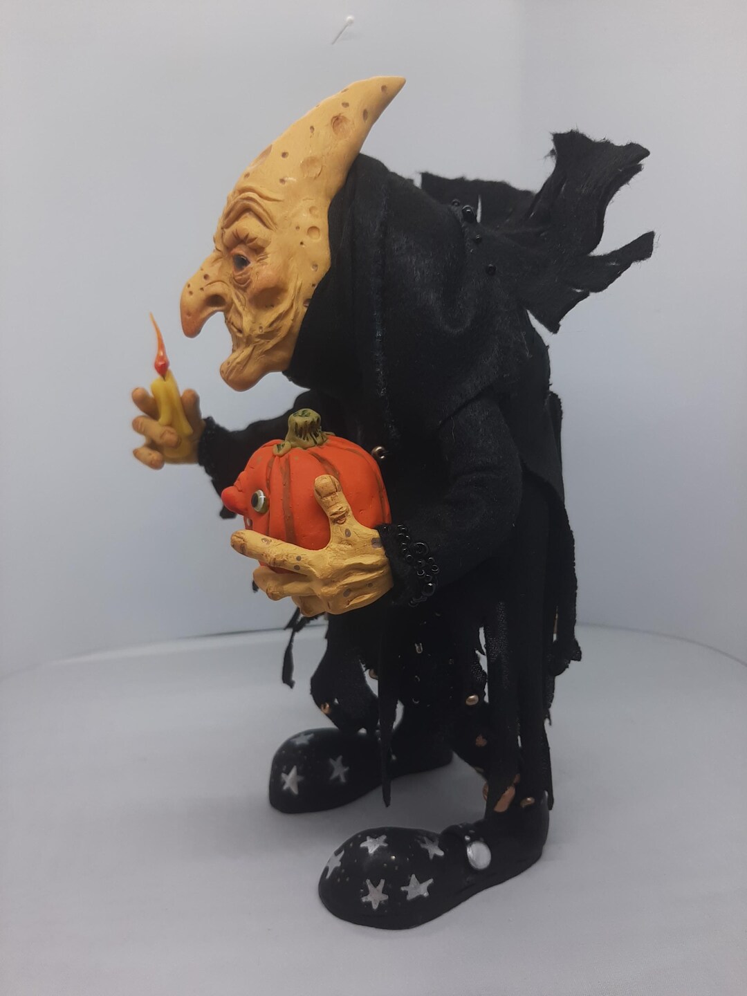 Halloween Troll Witch – Handmade Polymer Clay Figurine With Pumpkin ...
