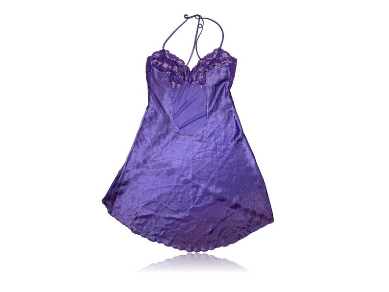 80s Purple Mini Nightie High Low // Lace Bust // Low Back Cut ...