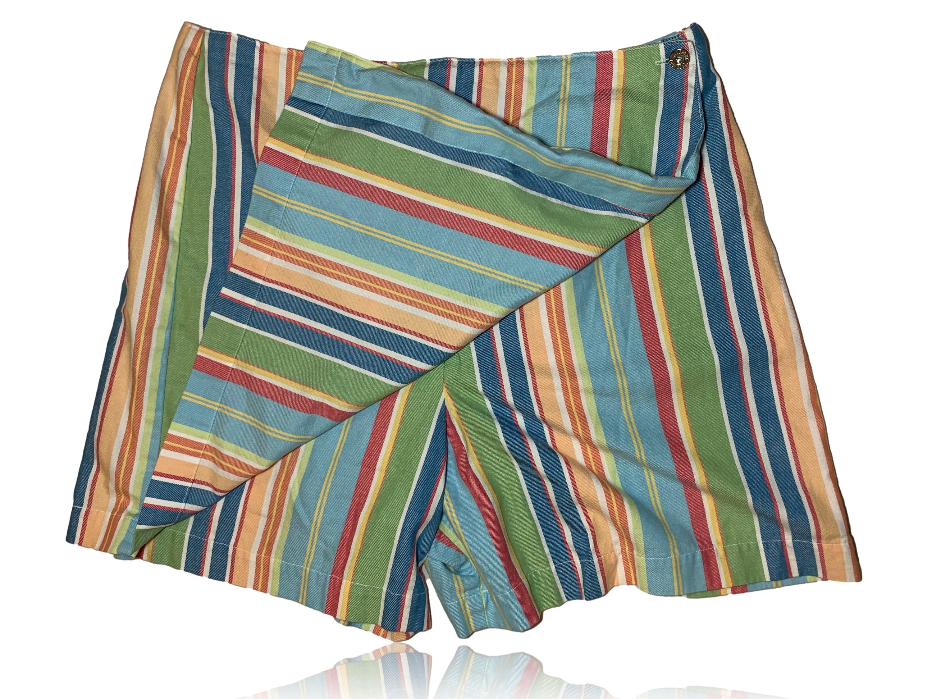 90s High Waisted Skort Rainbow Stripes Denim Skort Y2K// Size - Etsy