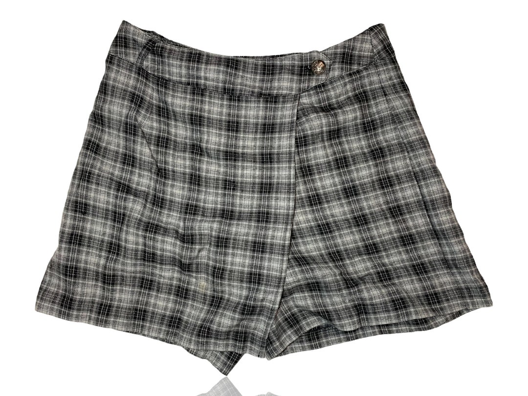 90s Plaid High Waisted Skort, Wrap Front (M/L) - Etsy