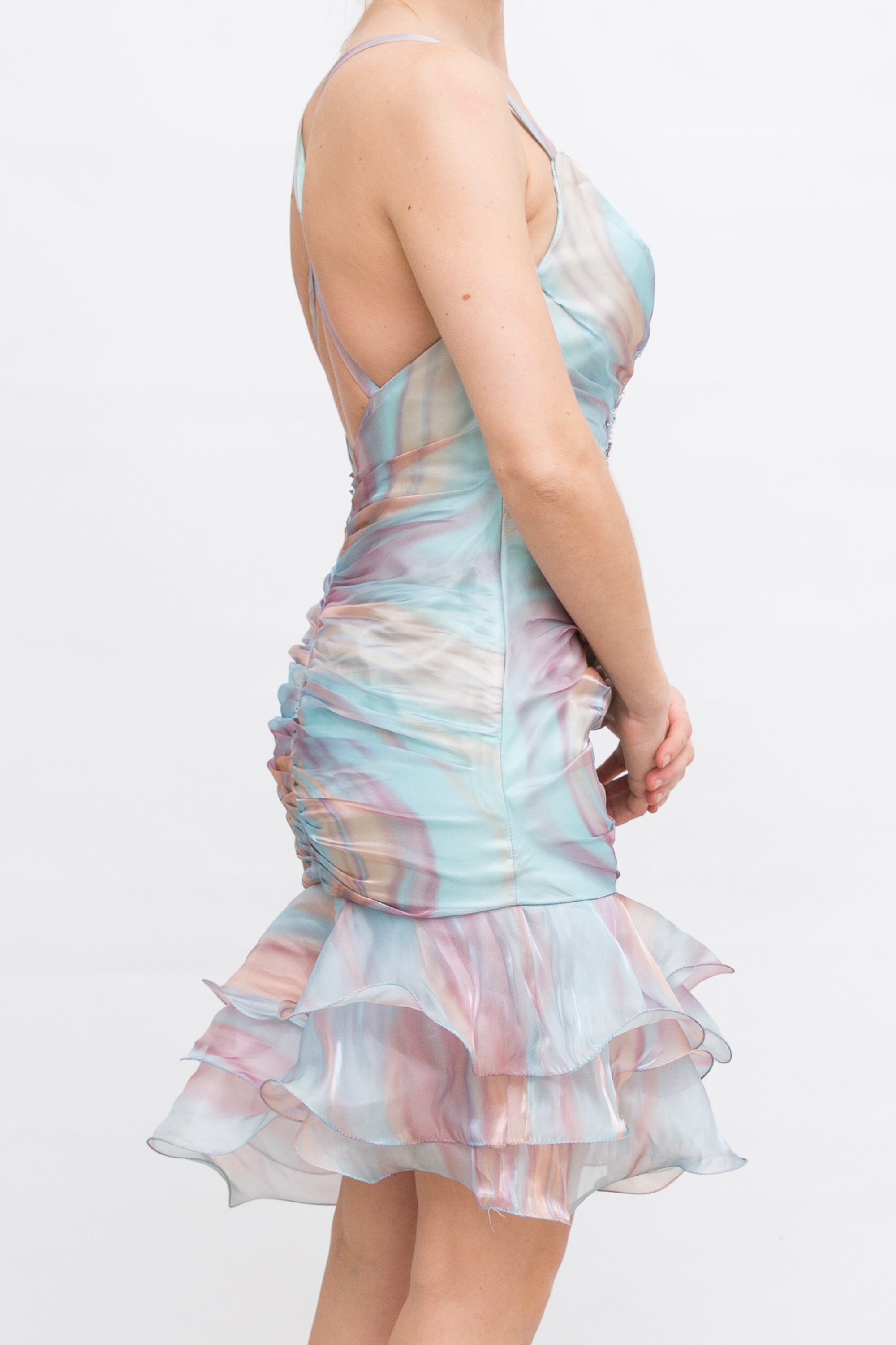 Vintage Shiny Prom Dress, Medium Size Beaded Evening Gown, Rainbow ...