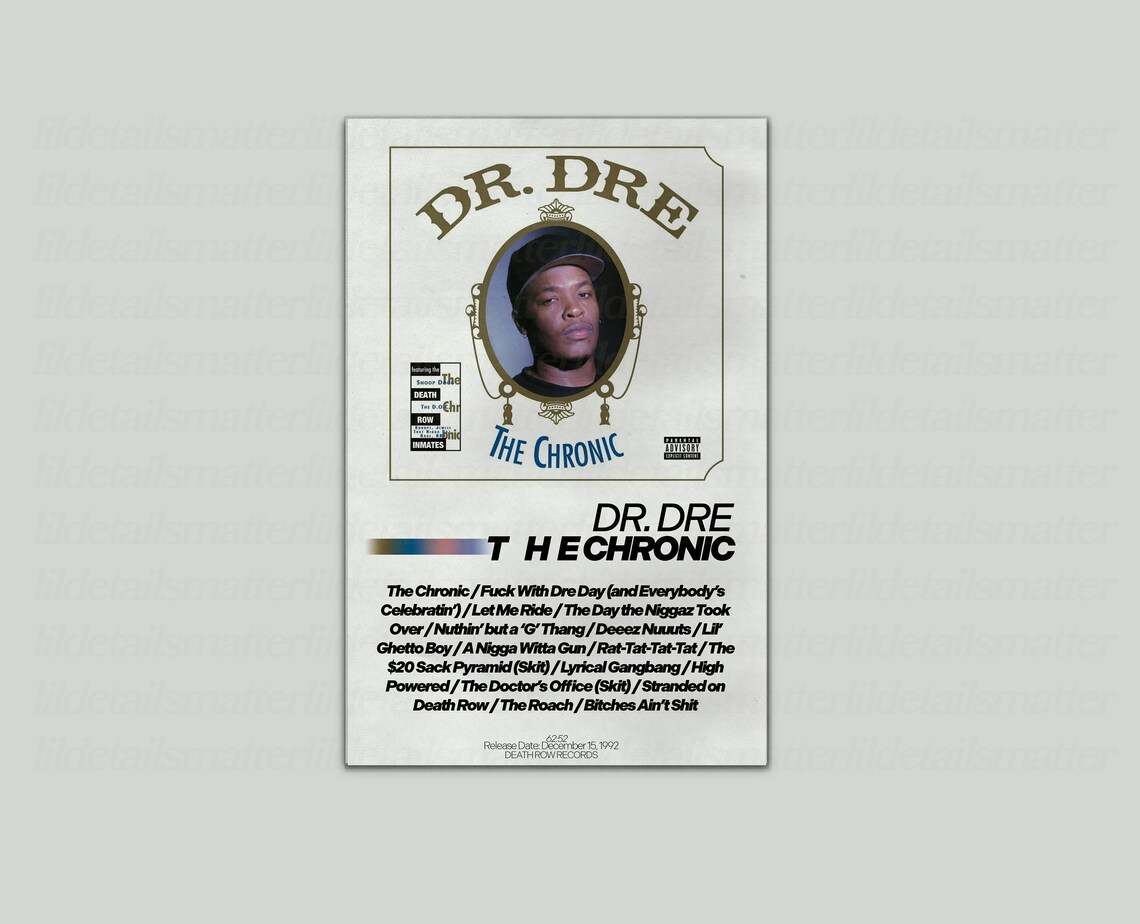 Dr. Dre 'the Chronic' Album Wall Poster, Album Poster, Music Wall Art ...
