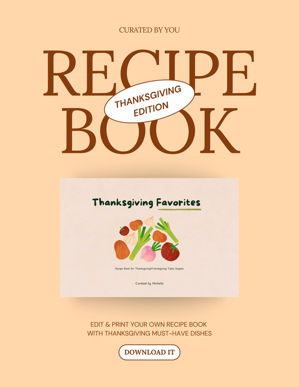 Editable Thanksgiving Recipe Book | Printable Recipe Card Pack ...