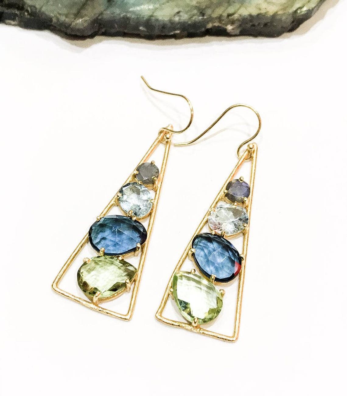 4 Stone Stacking Earrings - Etsy